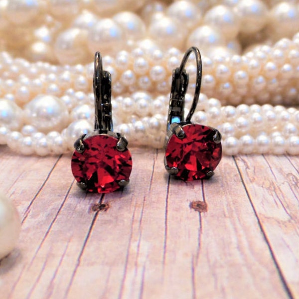 Red Crystal Earrings - Etsy