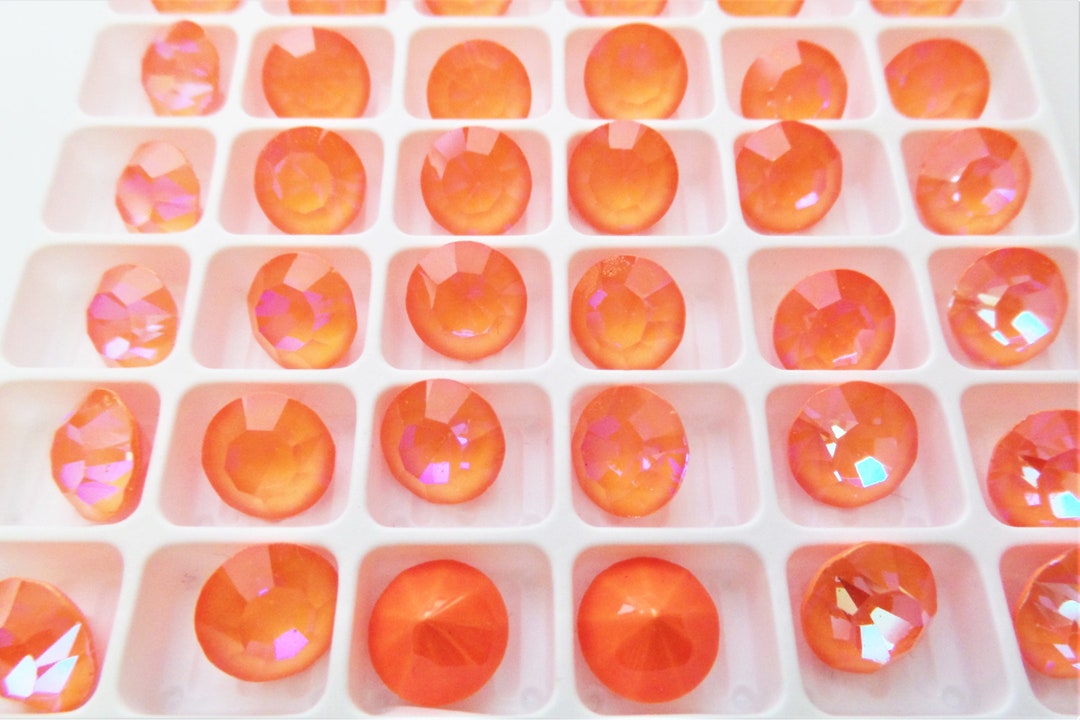 6 Crystal Ultra Orange AB 8mm Ss39 Preciosa Lead Free Unfoiled Chaton ...