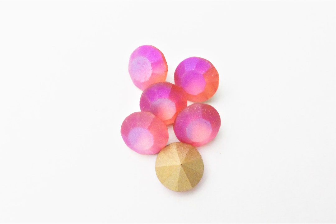 6, Indian Pink Frost, Ss39, 8mm Crystal, Pointed Back, Chaton Stones ...