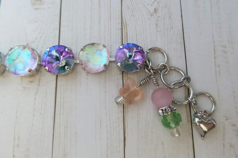 Cotton Candy Crystal Bracelet 12mm Hand Painted Cabs - Etsy