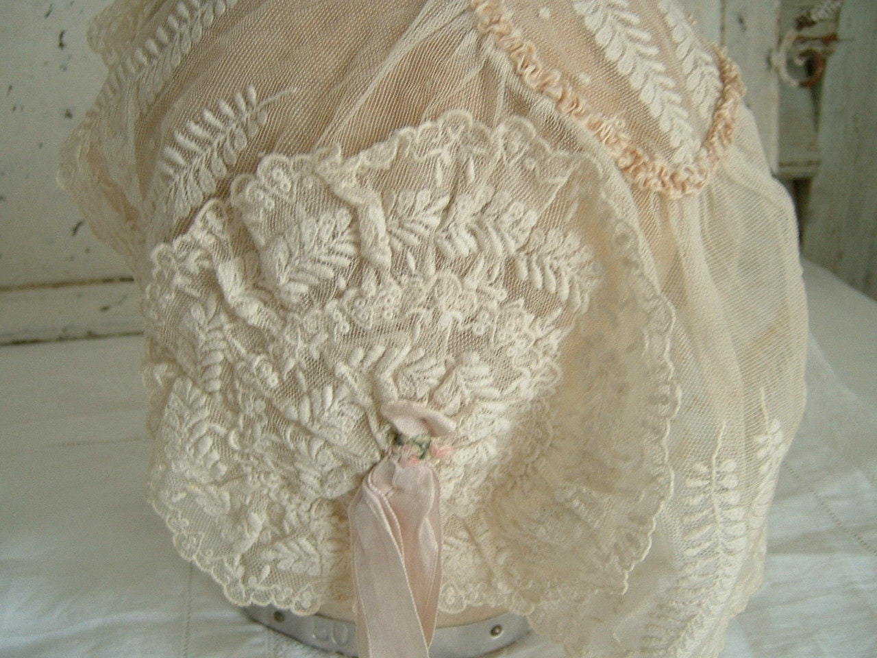 A Delightful Boudoir Cap Very Pretty Lacey Cap Perfect for a Collection ...
