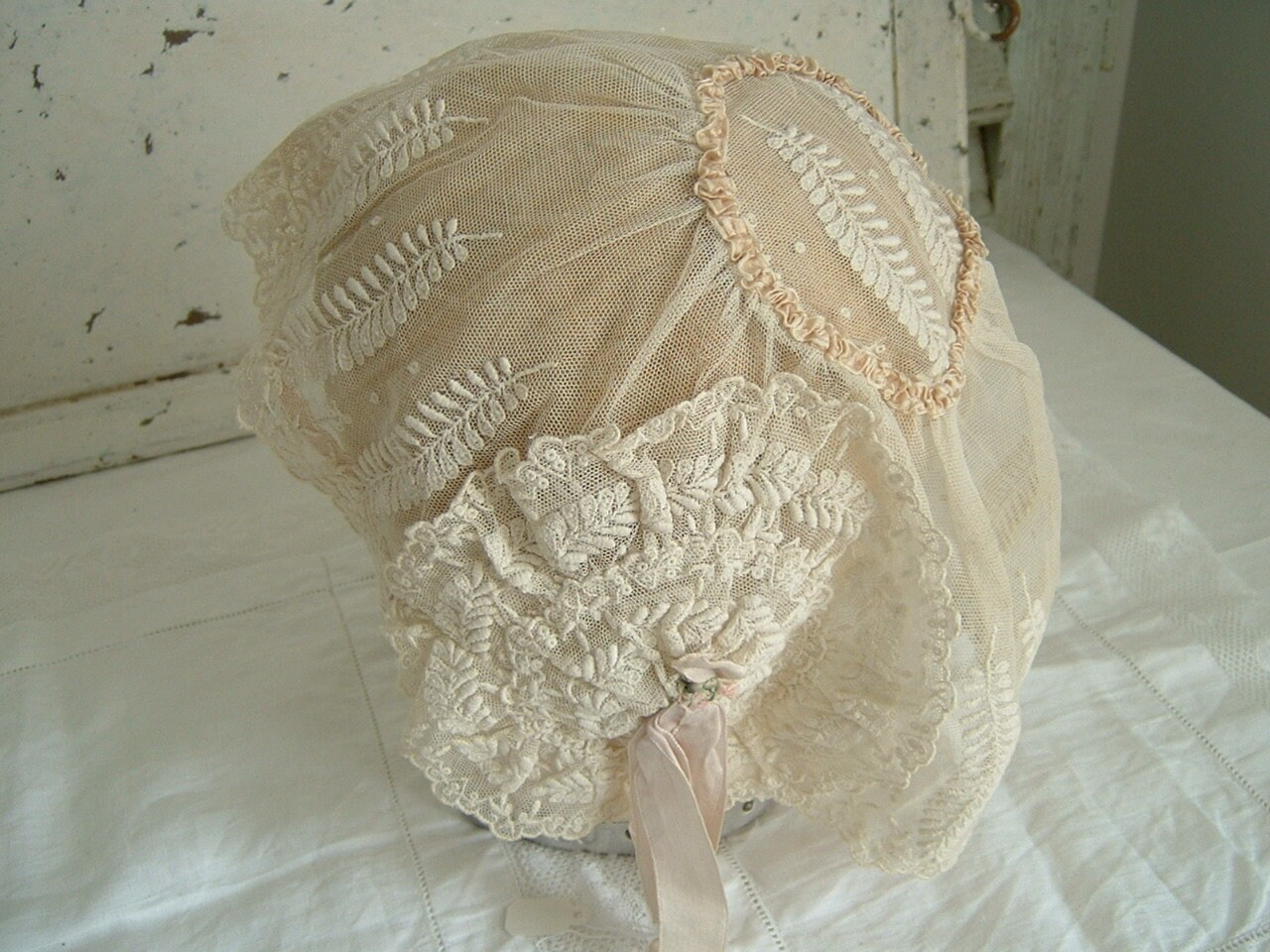 A Delightful Boudoir Cap Very Pretty Lacey Cap Perfect for a Collection ...
