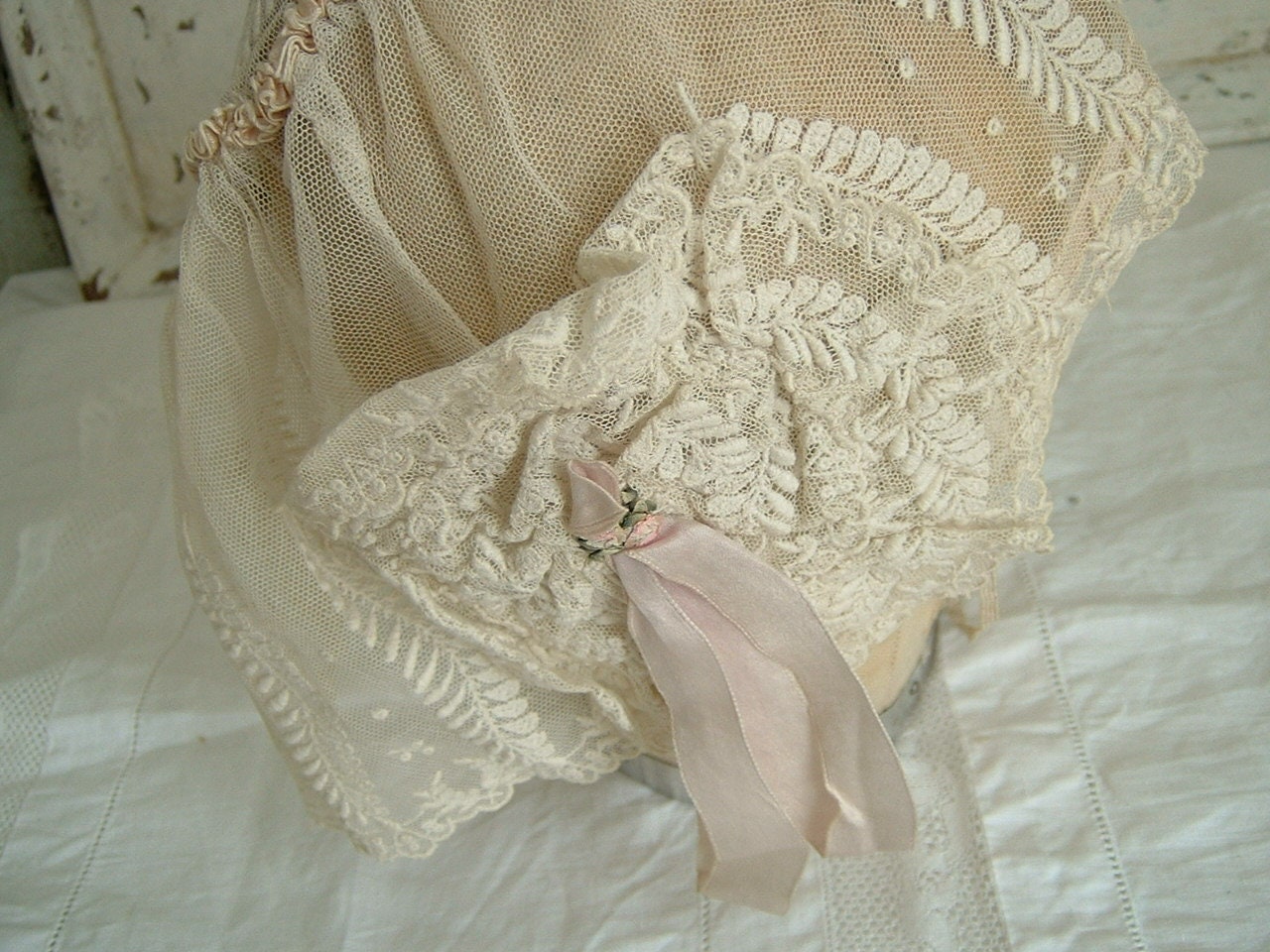 A Delightful Boudoir Cap Very Pretty Lacey Cap Perfect for a Collection ...