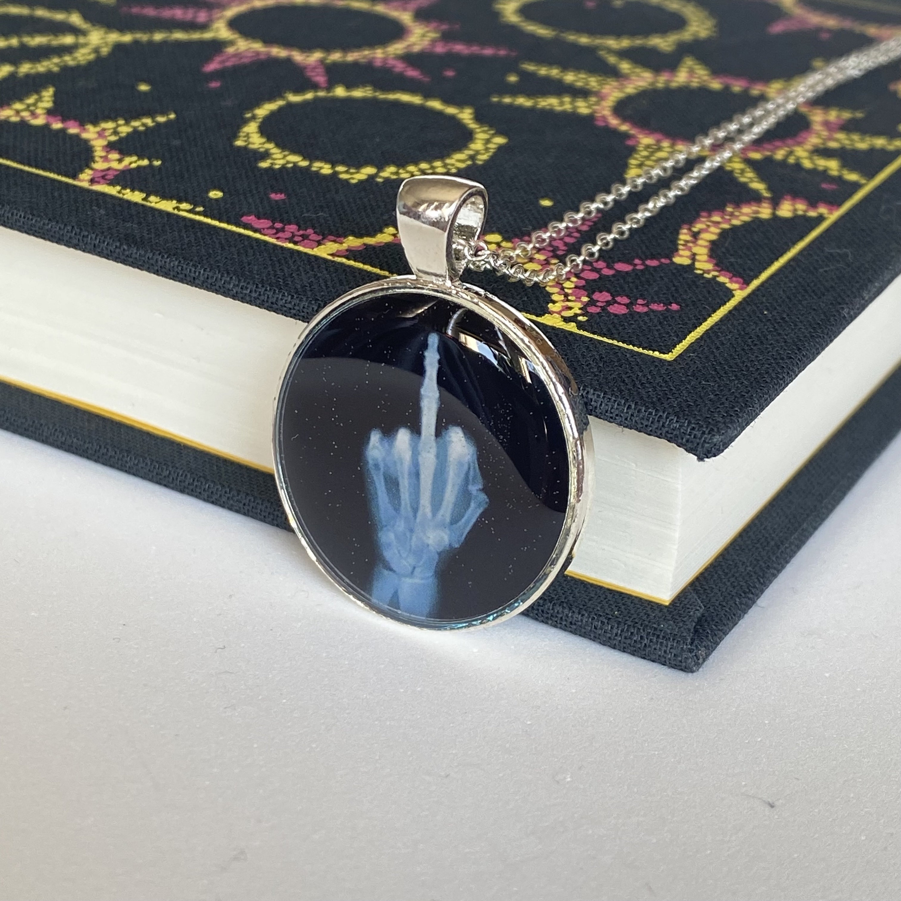 Handmade X-ray Middle Finger Pendant With Matching Chain for - Etsy