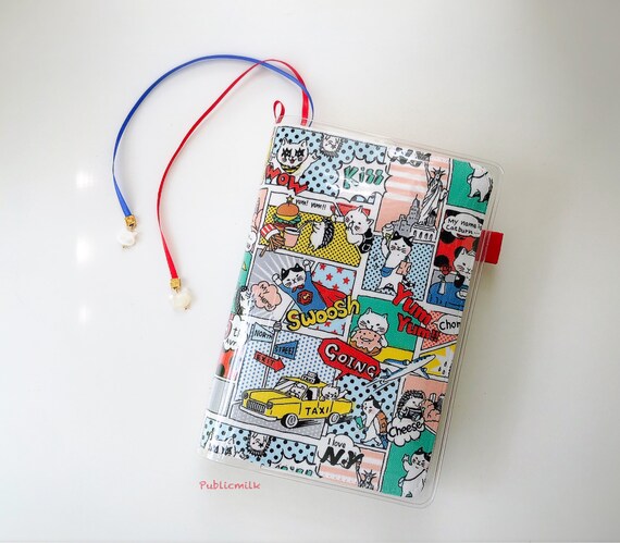 A6 Planner Cover Comic Cats With Glitter Green Lattice - Etsy