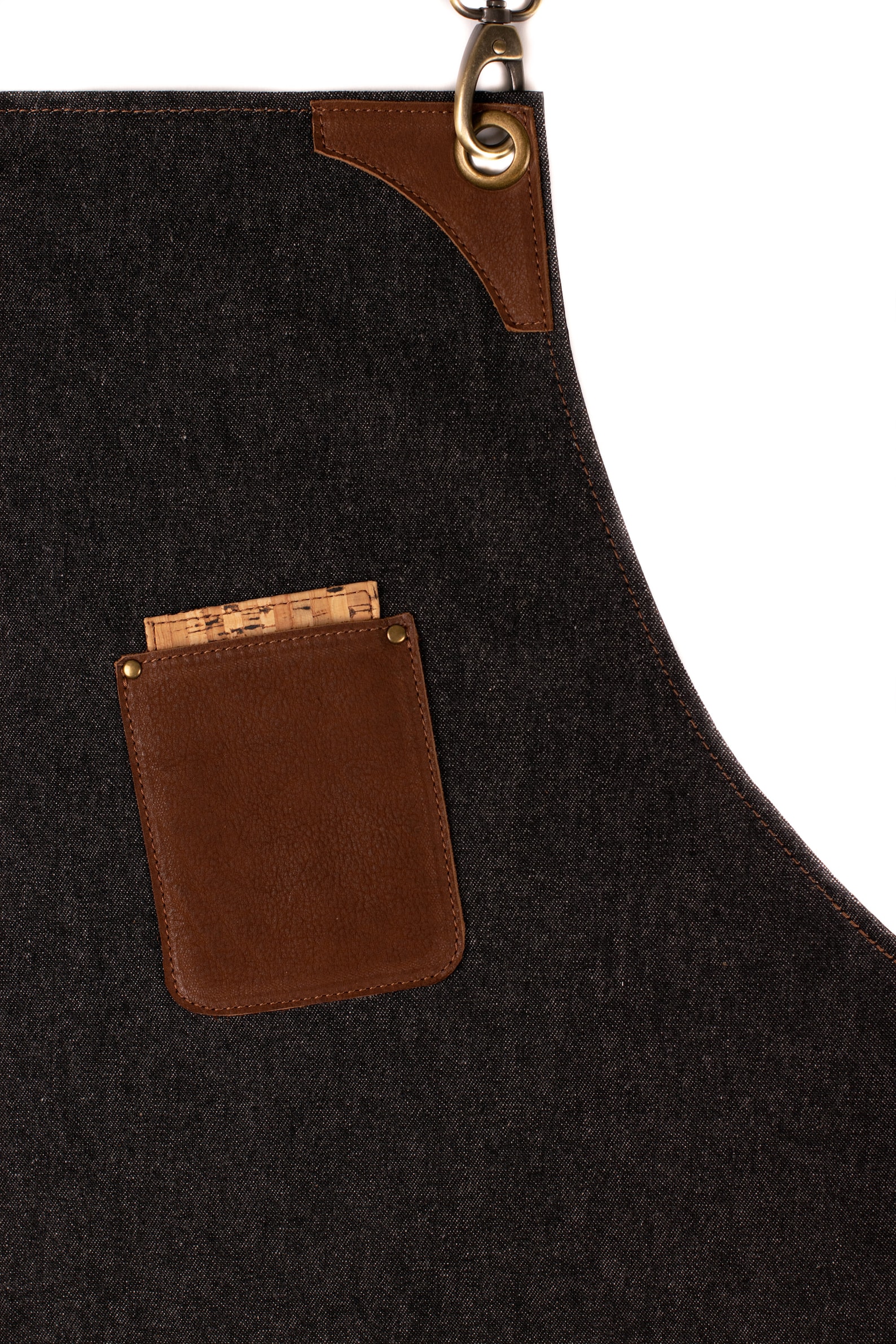 Denim Apron With Suede Leather Pockets Barista Apron for Men - Etsy