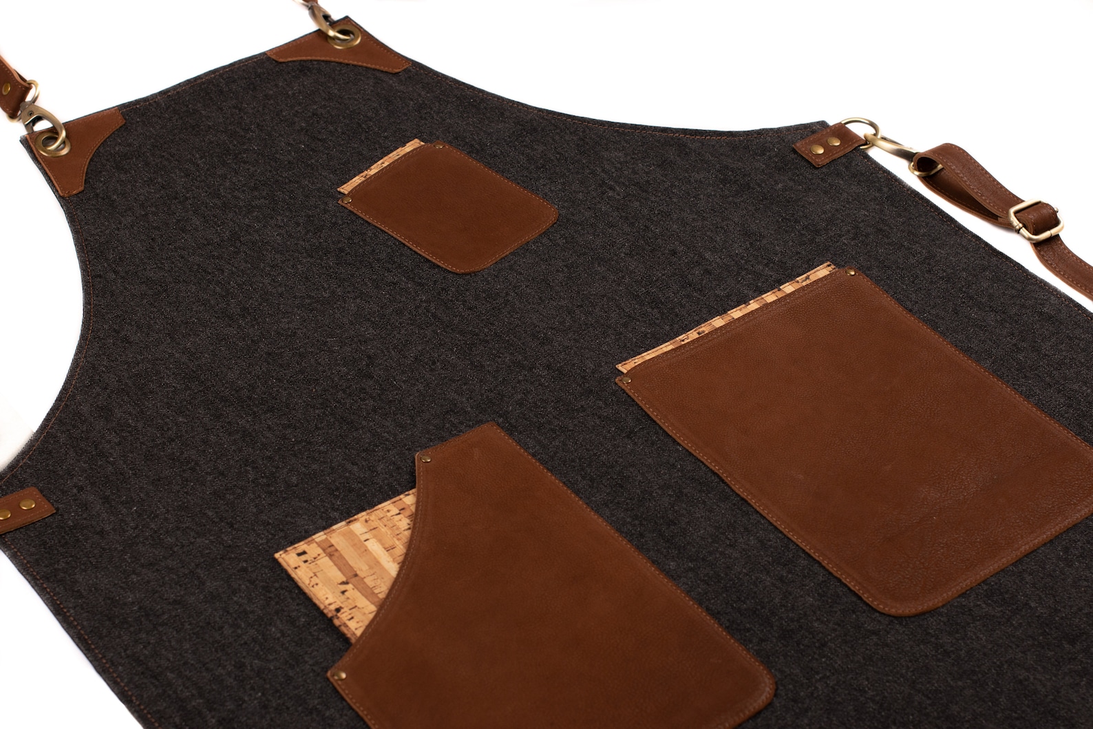 Denim Apron With Suede Leather Pockets, Barista Apron for Men, Cooking ...