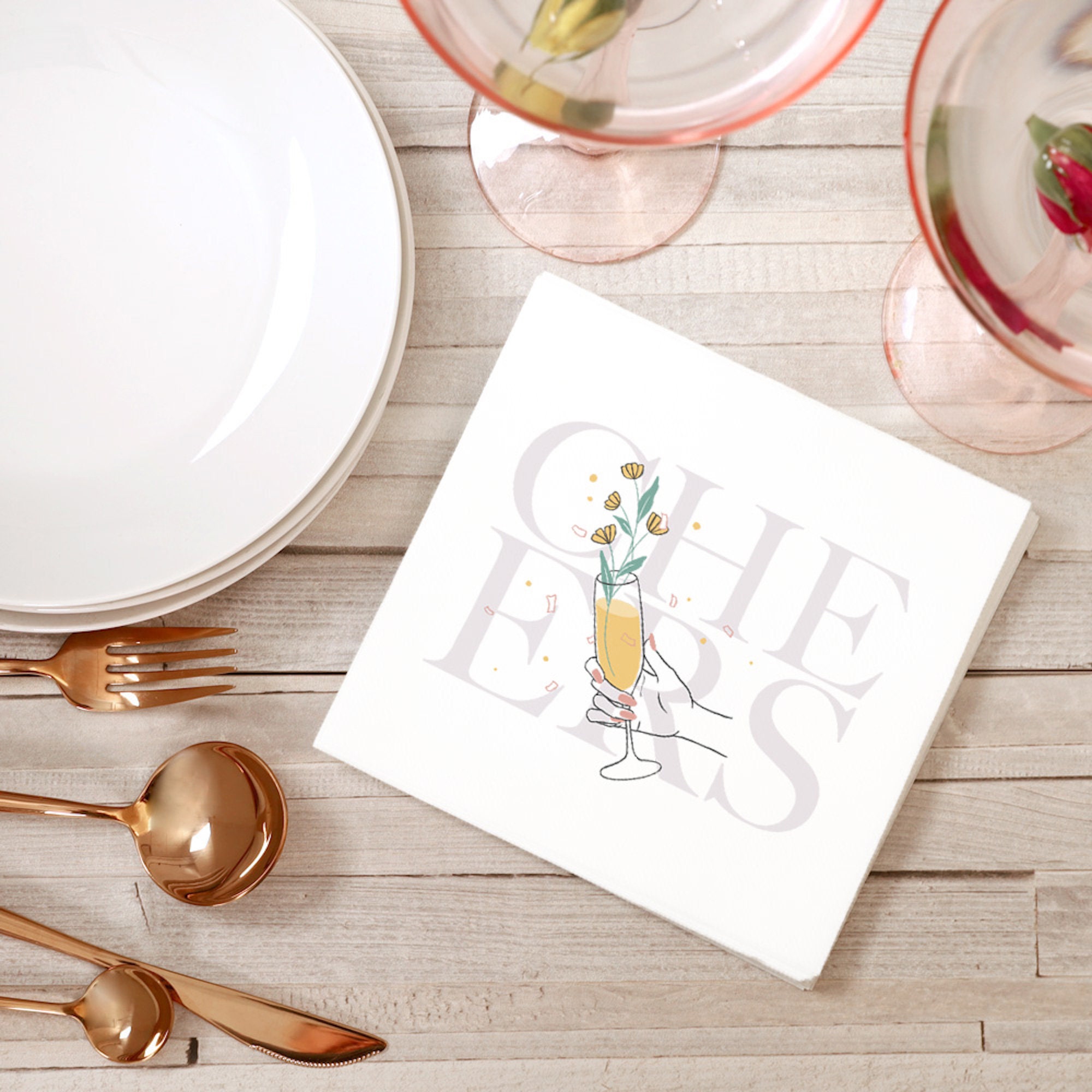 Cheers Champagne Glass Napkin Pack - Party Napkin Pack of 20 or 50 ...