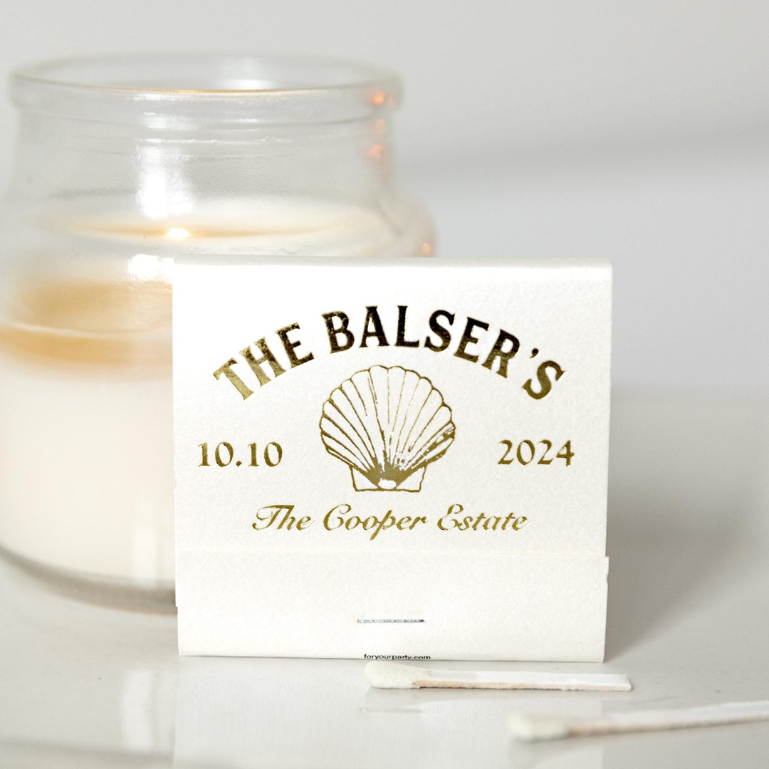 Beach Party Seashell Matches - Personalized 30 Strike Matchbooks ...