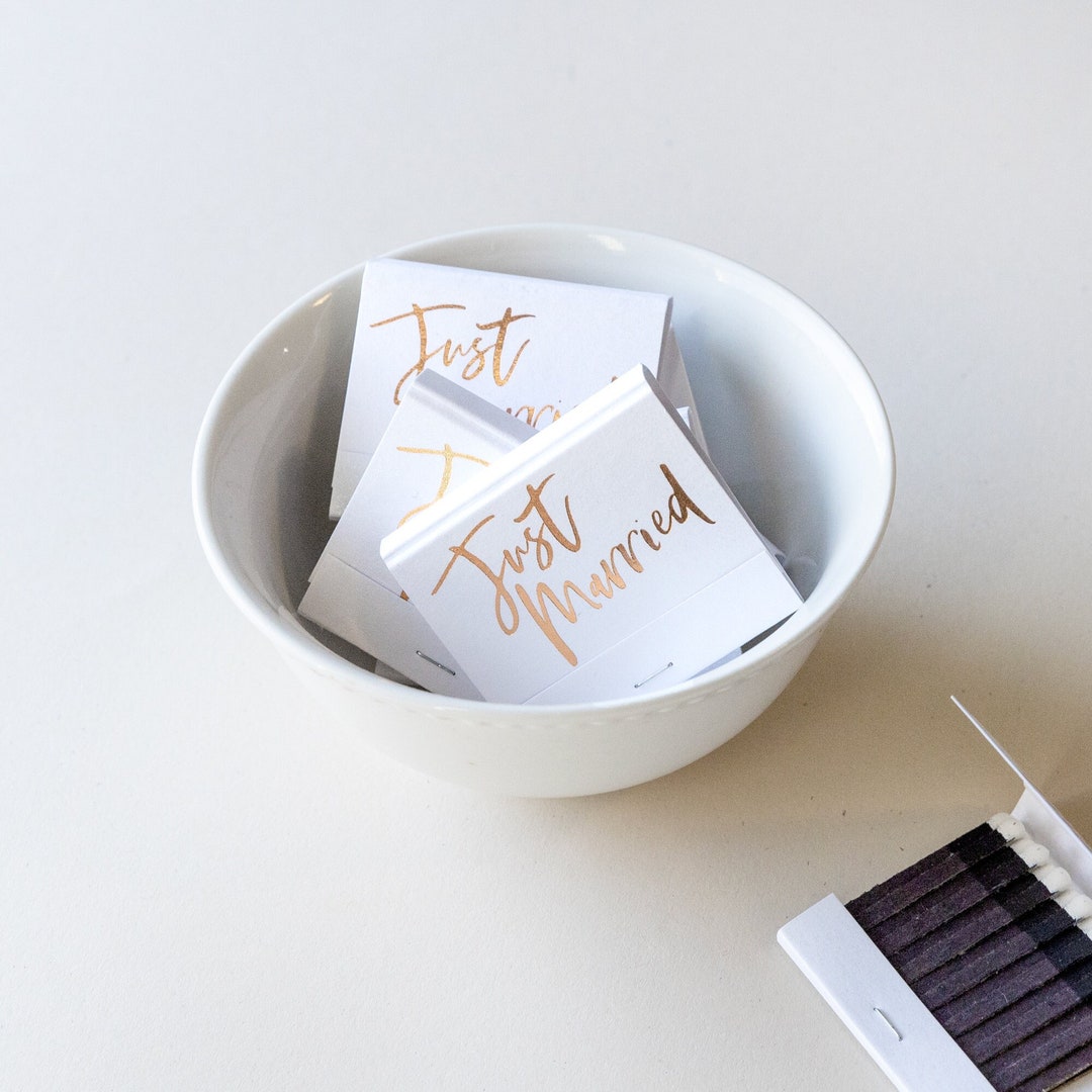 Just Married 30 Strike Matchbooks - Set of 8 - Foil Printed Match Book ...