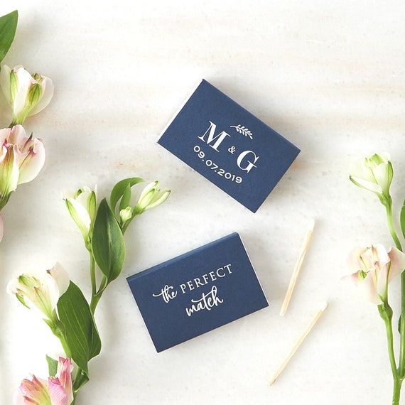 Custom Initals Match Boxes Contemporary Leaf Monogram | Etsy