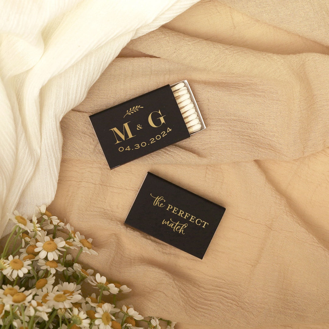 Custom Initals Match Boxes Contemporary Leaf Monogram Party Favors ...