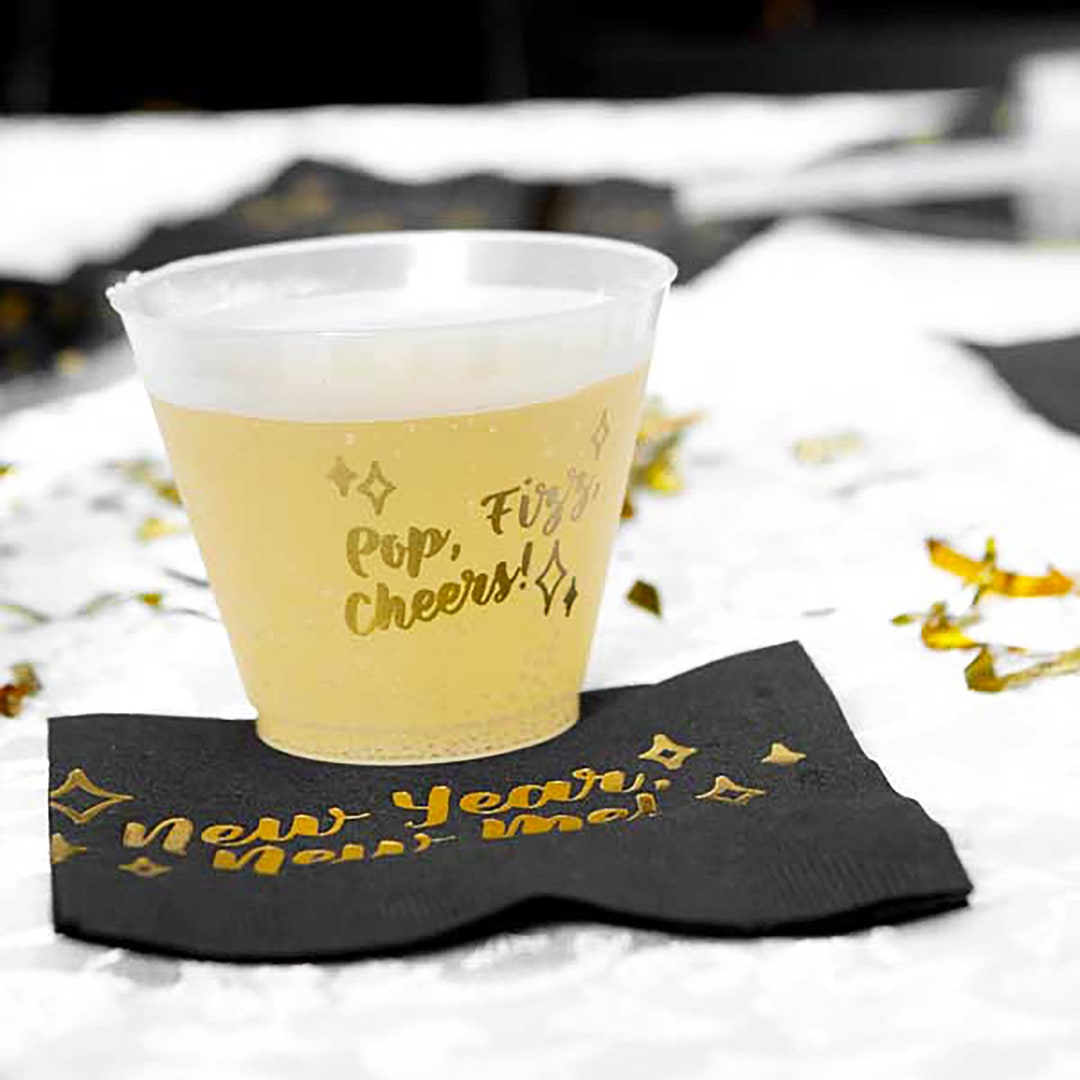 Party Cups - Pop, Fizz Cheers - Set of 8 - 9 Oz Frost Flex Cups, Wine ...