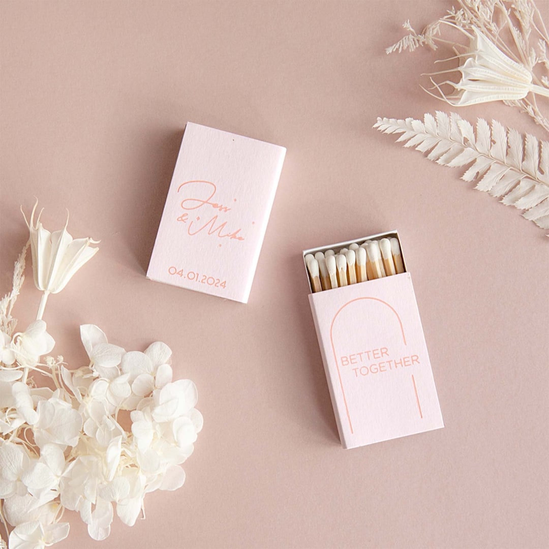 Personalized Match Boxes Blushing Bride Arch Classic Matchbox Party ...