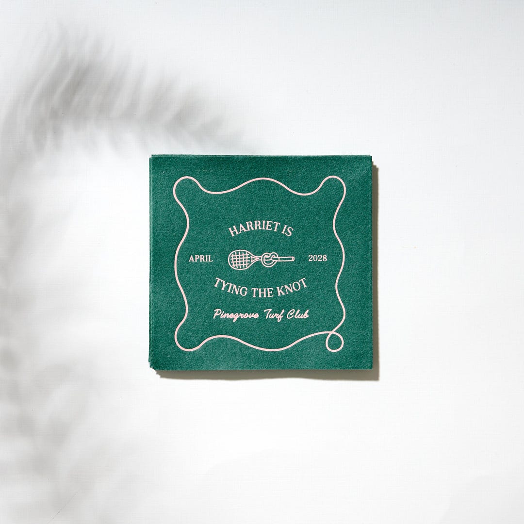 Tying the Knot Tennis - Personalized Party Cocktail Napkin, Foil ...