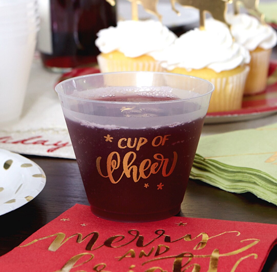 Cup of Cheer - Holiday Party Cups - Set of 8 - Frosted Party Cups, Wine ...