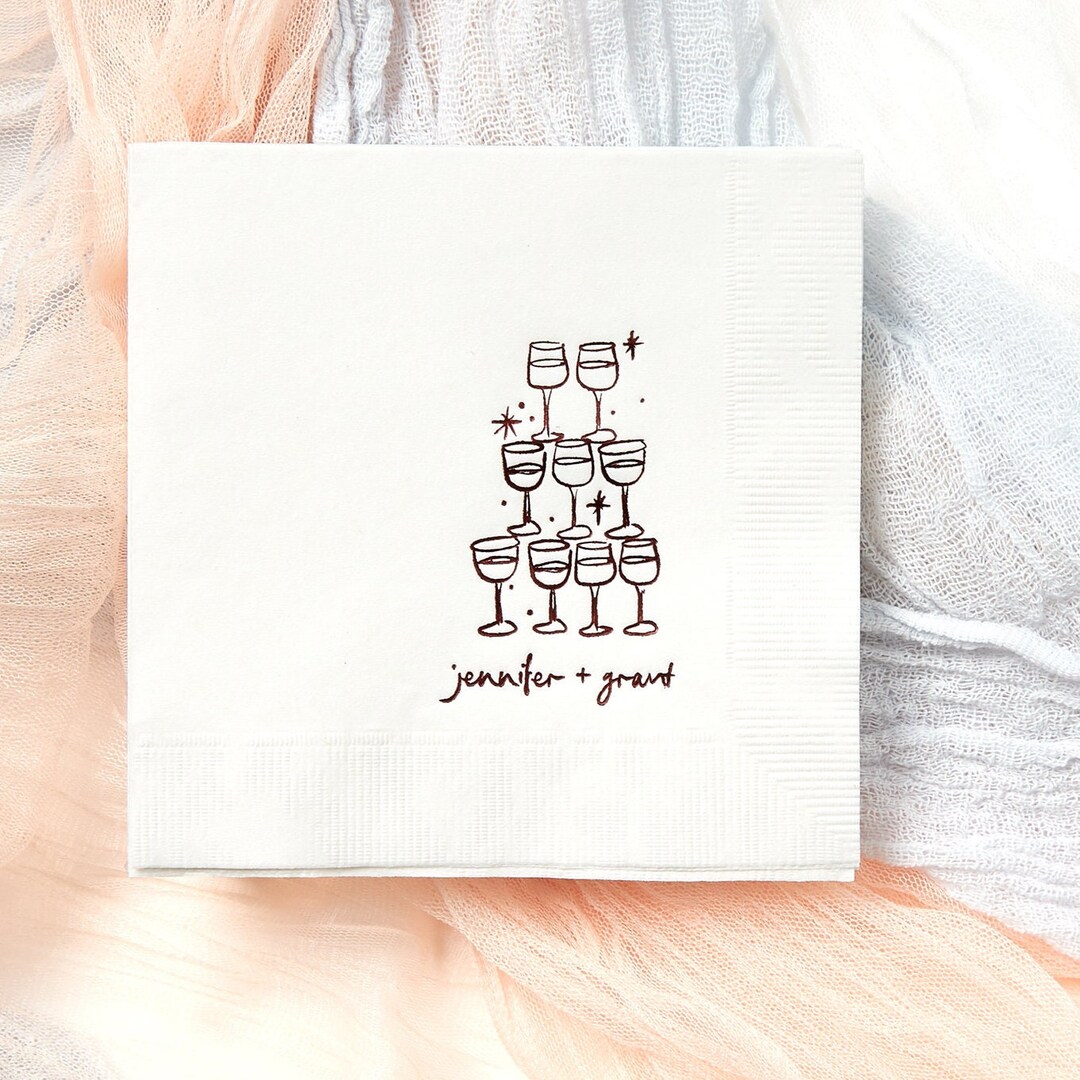 Personalized Champagne Toast Party Napkins - Customized Kitschy Pyramid ...