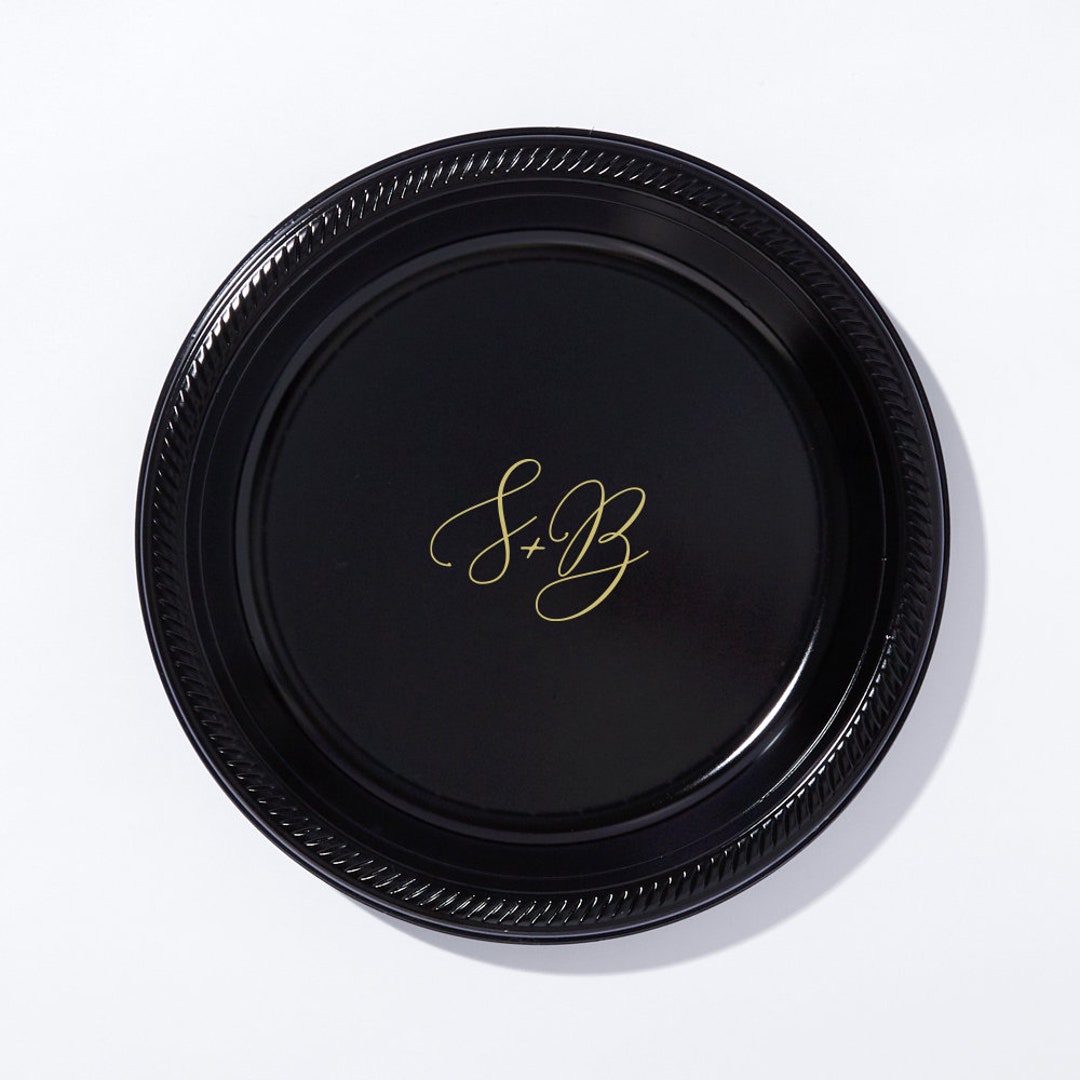 Custom Printed Plates Delicate Script Initials Party Plates Dessert ...