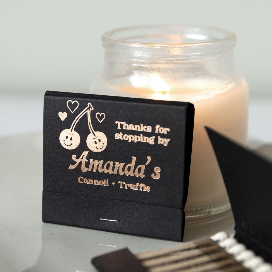 Retro Cherry Thanks for Stopping by Matchbook - Personalized 30 Strike ...