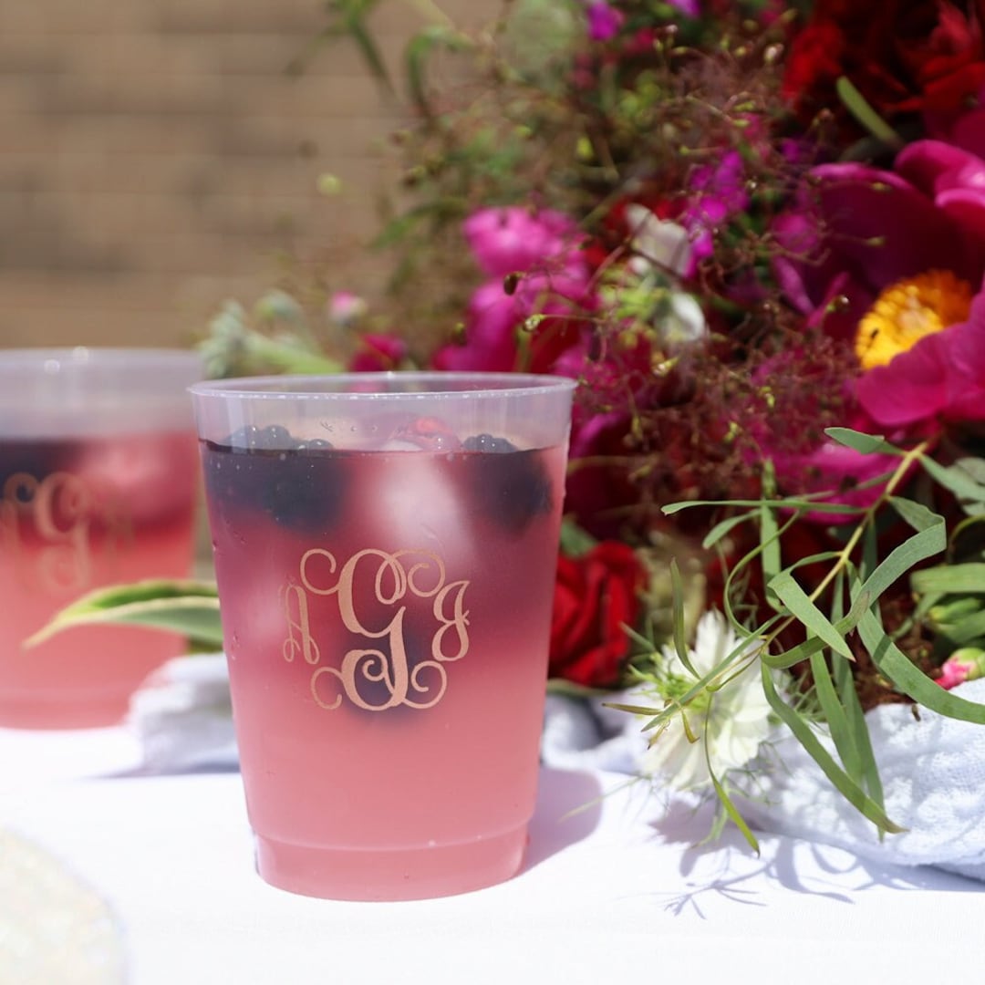 Vine Monogram Frost Flex Cup - Personalized Cups - One Sided- 10 Oz ...