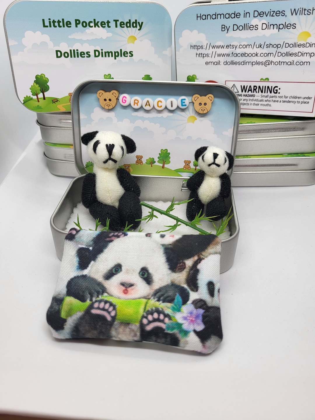Panda Mummy Personalised Pocket Tiny Teddy Tin/pocket Panda Miniature ...