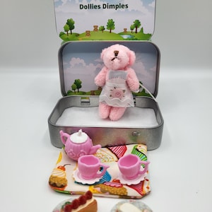 Teddy Bear Tiny Tea Set Pocket Tin/ Miniature Tea Set Fluffy Teddy ...