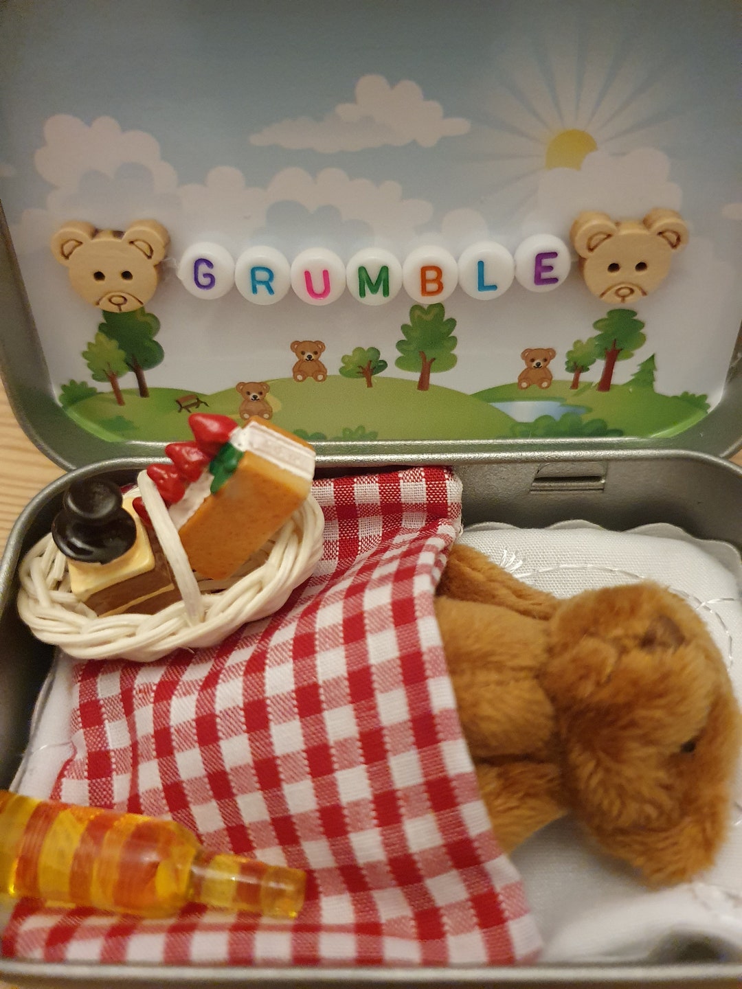 Teddy Bear Picnic/mini Teddy Bear Plush Pocket Tin/keepsake Nursery ...