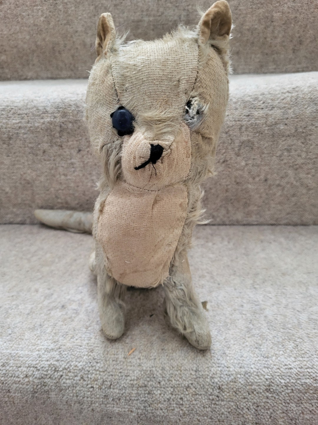 Sad Vintage Stuffed Cat Made in England/sad Old Chiltern Cat Toy/wood ...