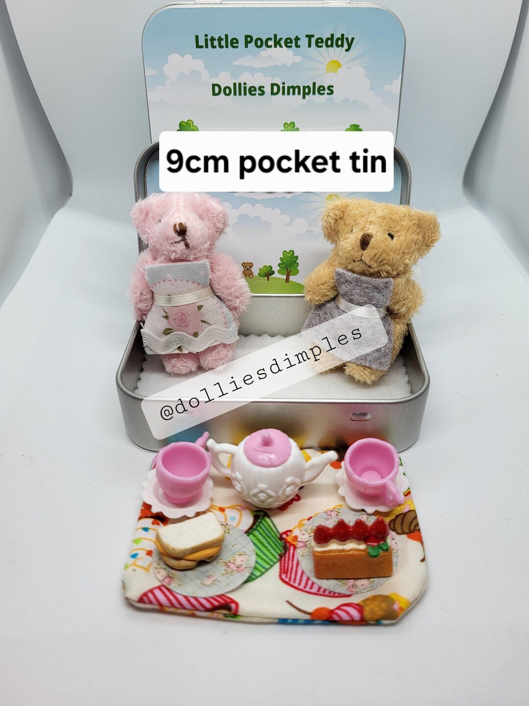 Teddy Bear Tiny Tea Set Pocket Tin/ Miniature Tea Set Fluffy Teddy ...