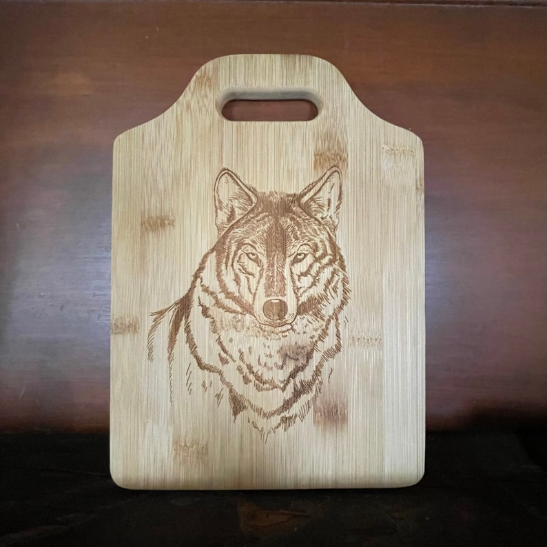Small Wolf Design Bamboo Cutting Board! FREE SHIPPING!!! Larger Size ...