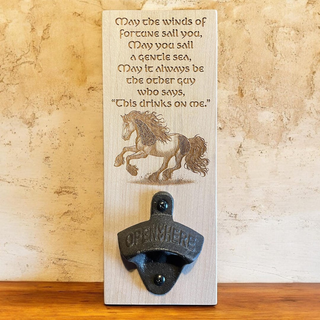 Celtic Irish Blessing Wall Mount Bottle Opener, Horse Design Celtic ...
