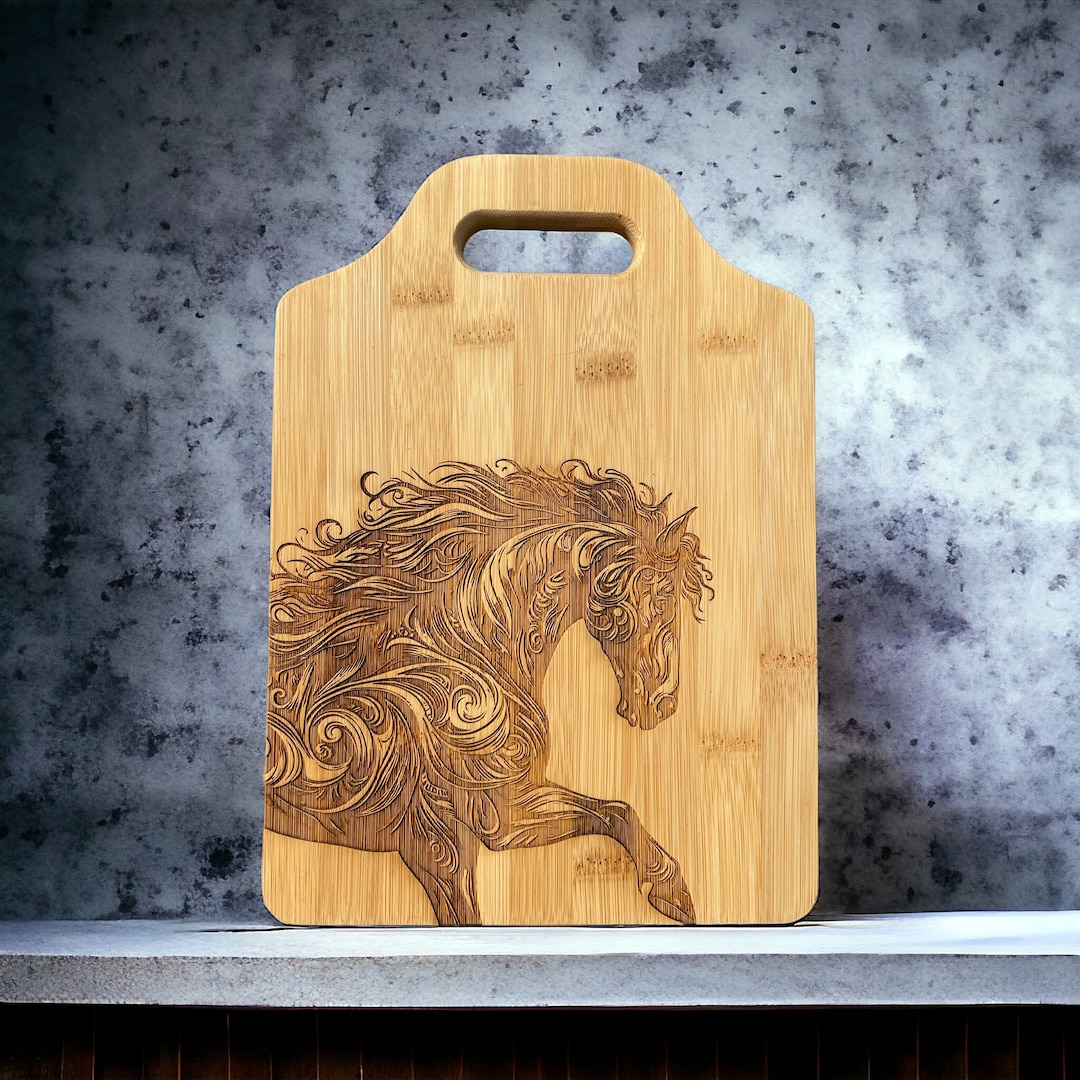 Horse Cutting Board, Western Decor Chopping Board, Bamboo Farm Ranch ...