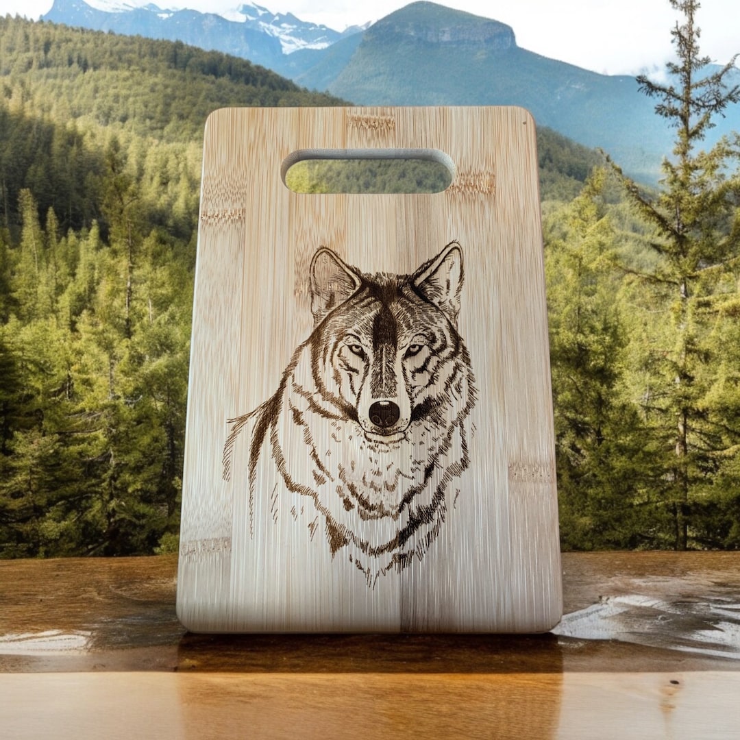 Small Wolf Design Bamboo Cutting Board! FREE SHIPPING!!! Larger Size ...