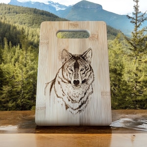 Small Wolf Design Bamboo Cutting Board! FREE SHIPPING!!! Larger Size ...