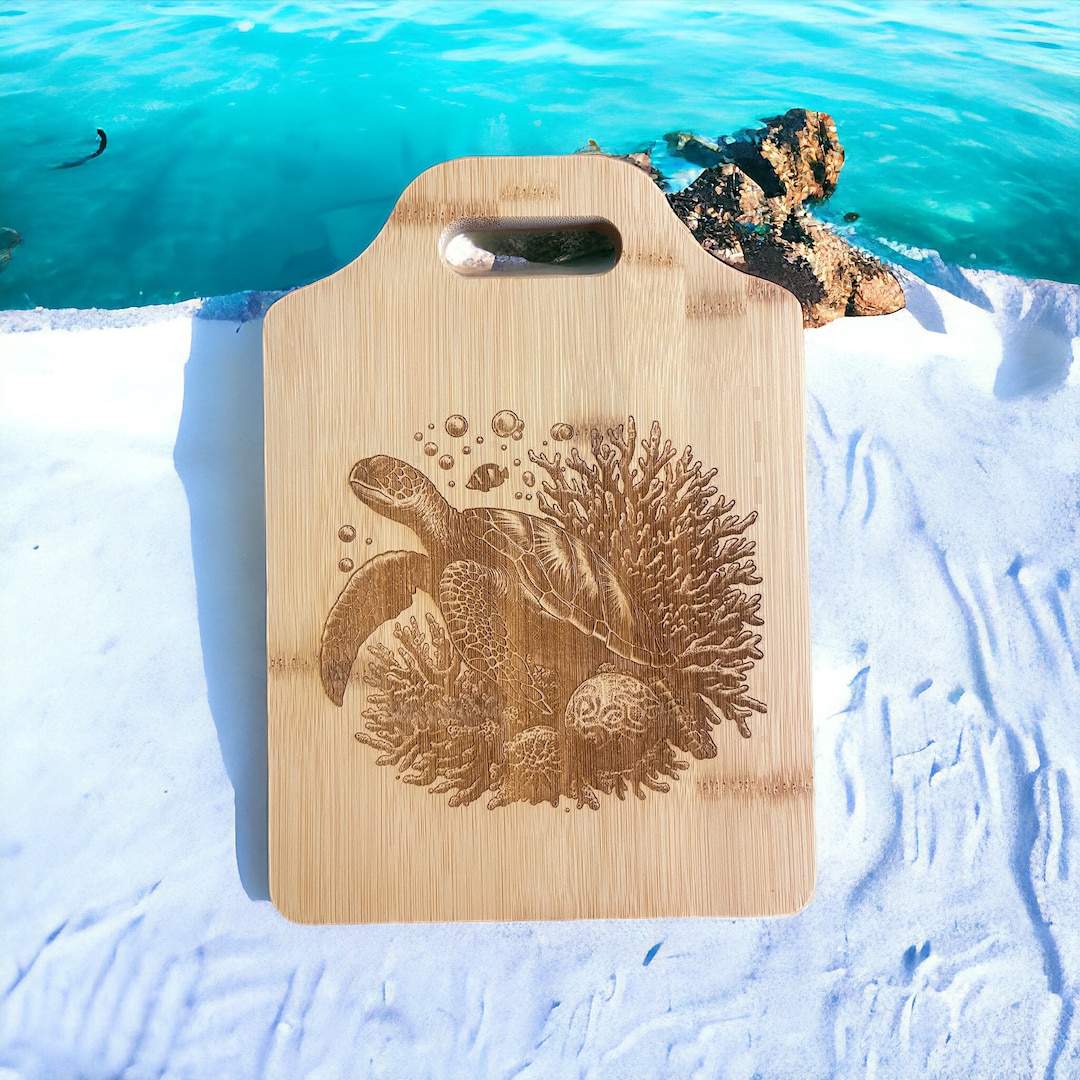 Sea Turtle Cutting Board, Personalized, Engraved Cheese Board. Gift for ...