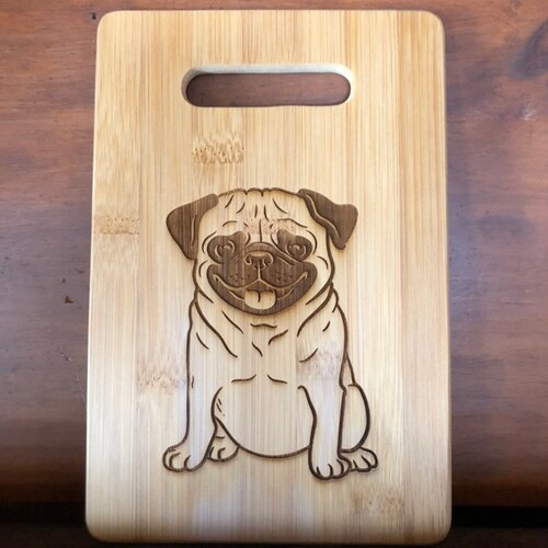Small Pug Design Bamboo Cutting Board FREE SHIPPING Also - Etsy