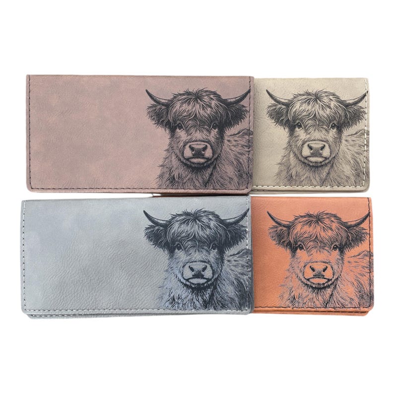 Highland Cow Checkbook Cover, Customized Checkbook Wallet, Personalized ...