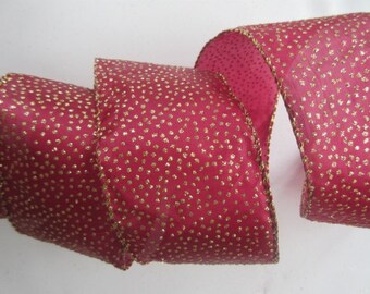 Red Glitter Ribbon By the Yard Wired 1 1/2 inch wide | Etsy