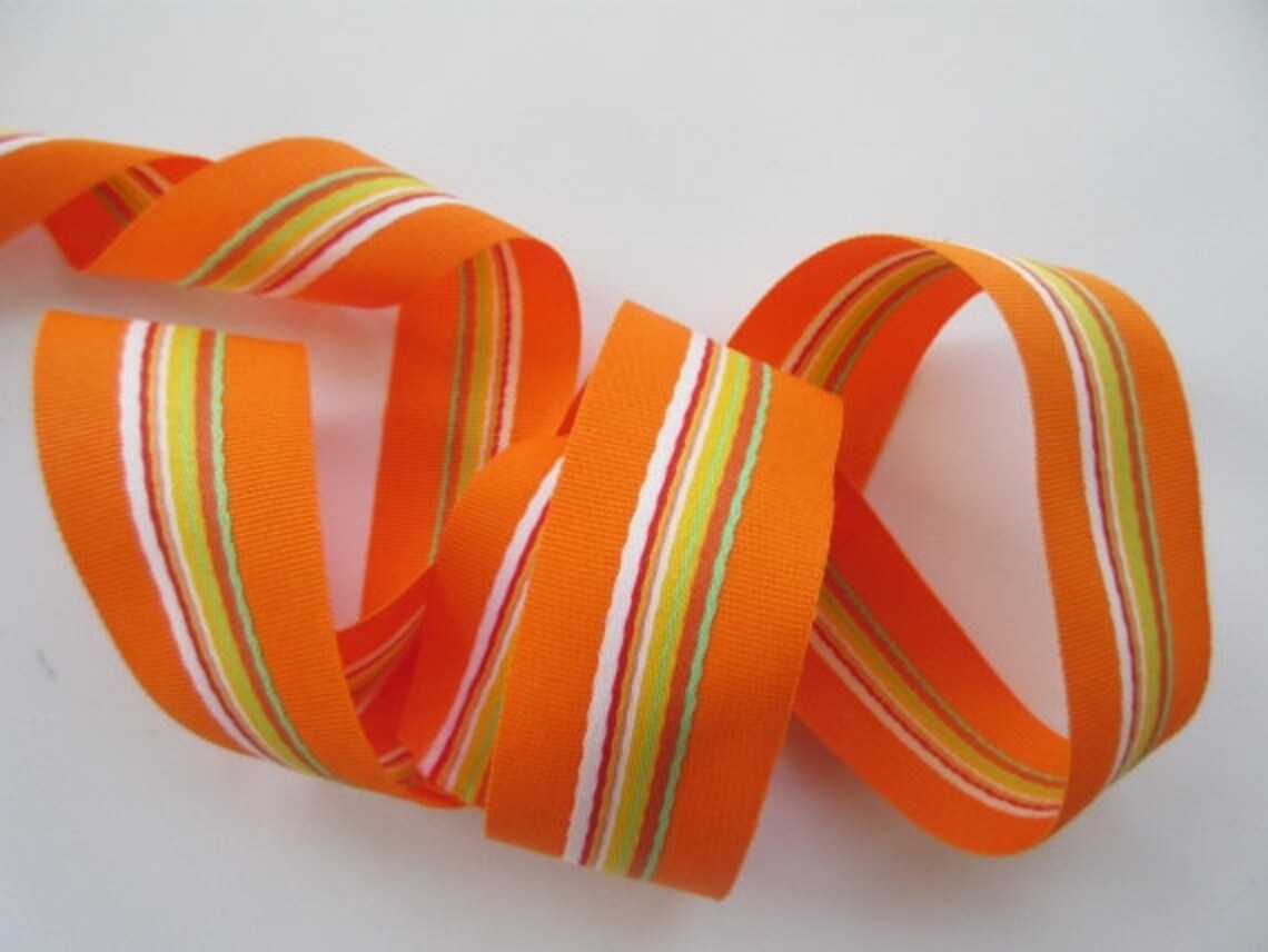 Orange Ribbon Grosgrain 1 1/2 Inch Wide Striped Fall | Etsy