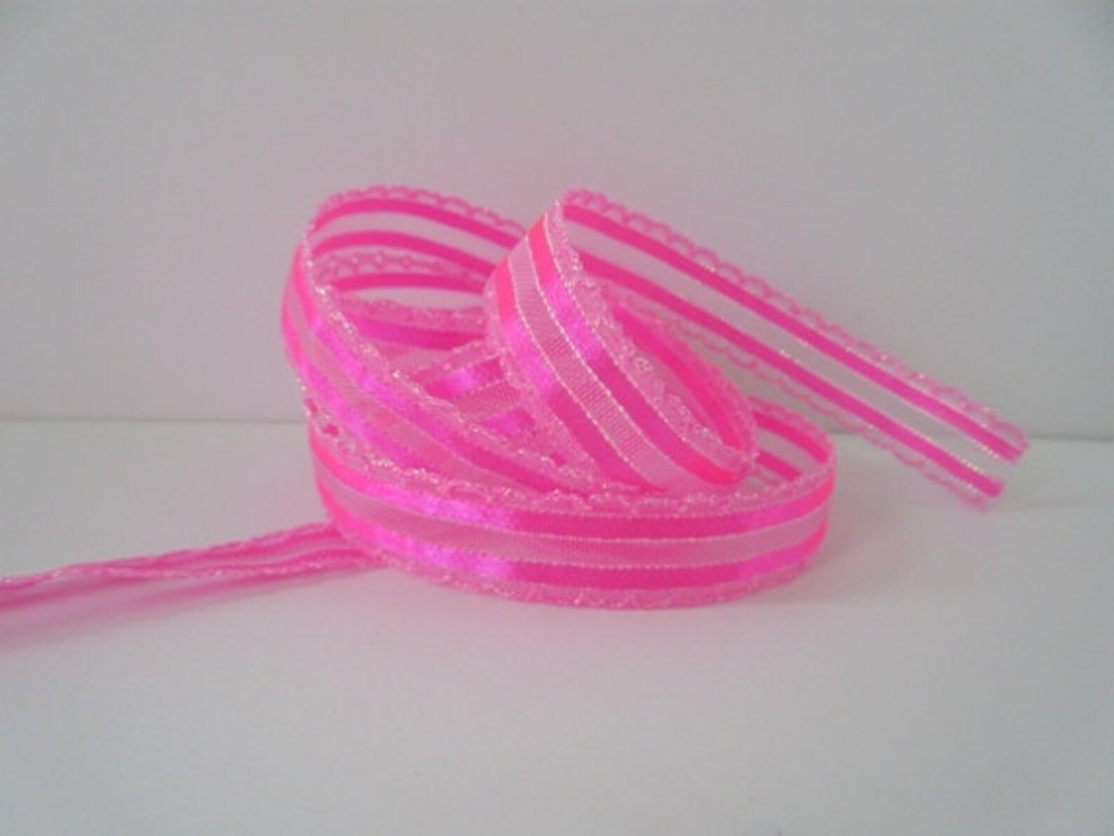 Hot Pink Ribbon Semi Sheer Pink Ribbon 5/8 Inch Narrow - Etsy