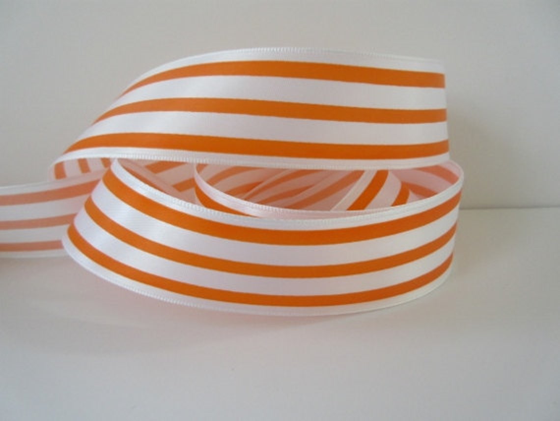 Orange and White Ribbon 1 1/2 Inch Wide Fall Ribbon - Etsy