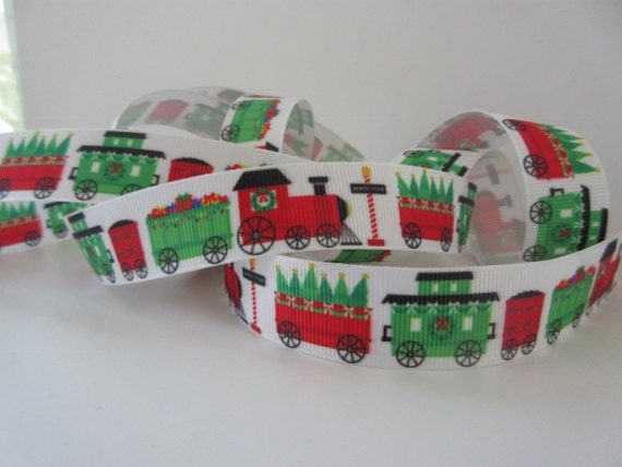 Christmas Train Grosgrain Ribbon 7/8 Inch Wide Red and - Etsy