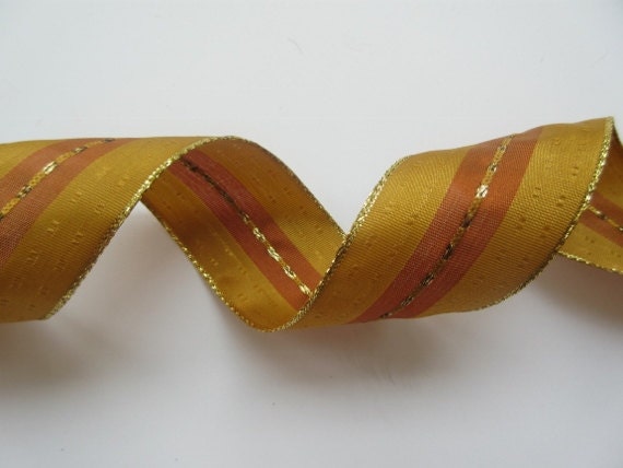 Gold Ribbon Metallic Glitter Ribbon Gold Edge Fall Wired - Etsy