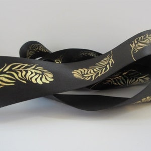 Gold Feather Ribbon 1 1/2" Inch Wide Holiday Ribbon Scrapbook Metallic ...