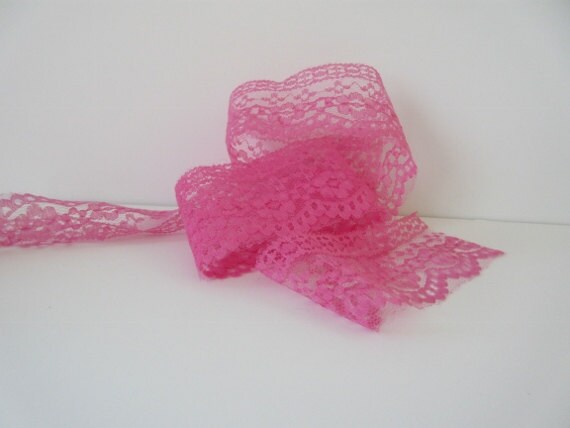 Pink Lace Trim Ribbon 2 Inch Wide Floral Lace Flower - Etsy