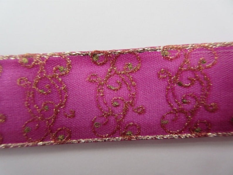 Purple and Gold Ribbon Glitter Metallic Ribbon Wired 1 | Etsy