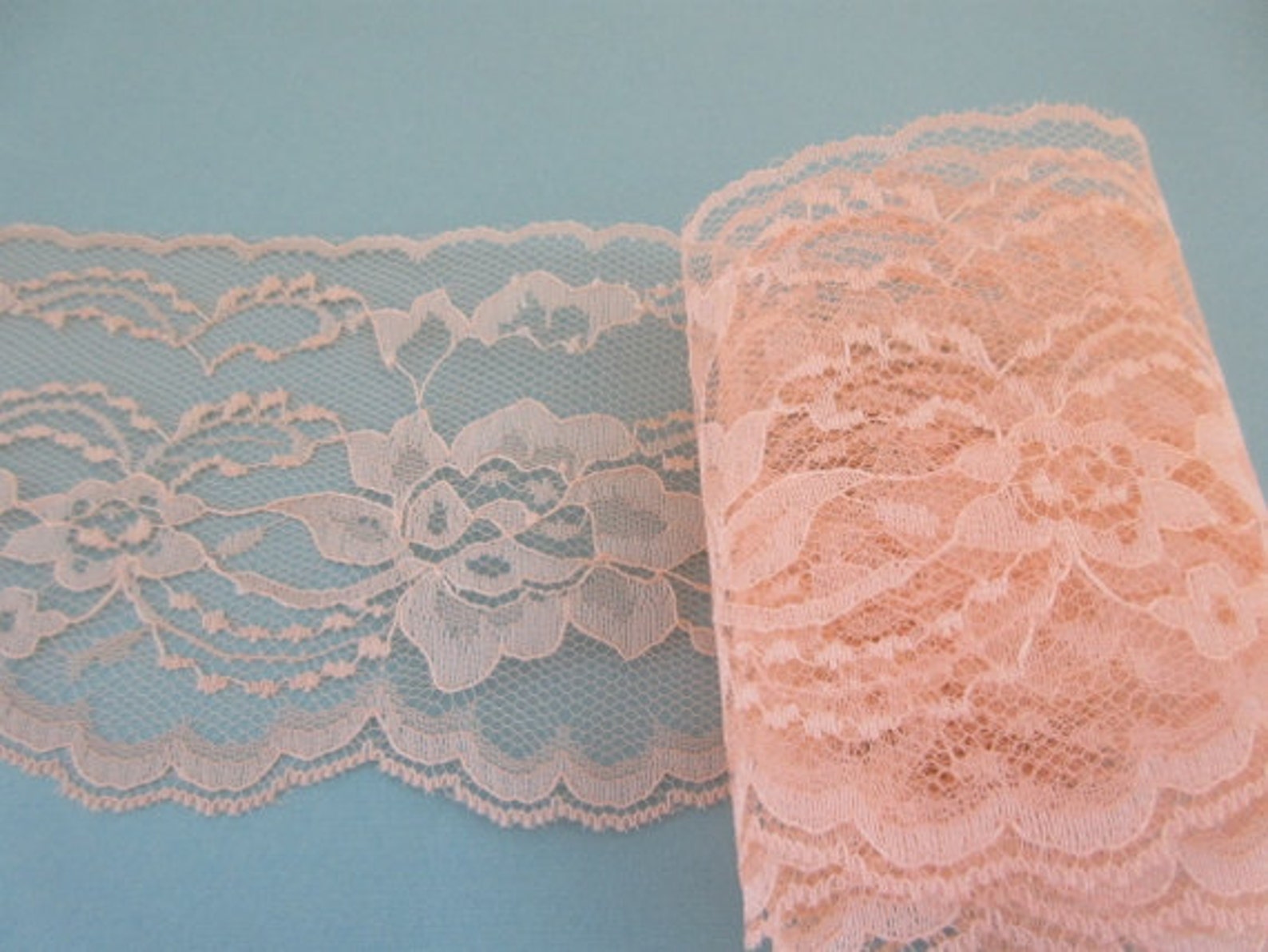 Peach Lace Trim Ribbon 4 Inch Wide DIY Wedding Lace - Etsy