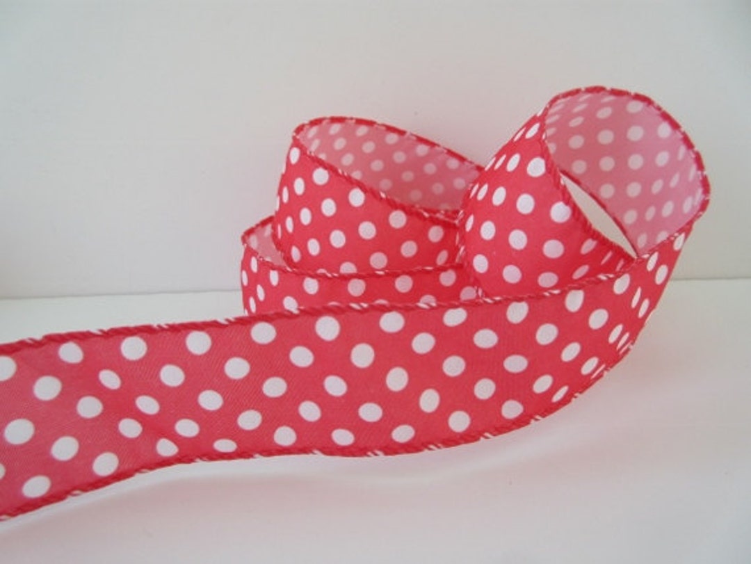 Coral Dot Ribbon 20% Discount Pink Dotted Ribbon Wired 1 1/2" Inch Wide ...