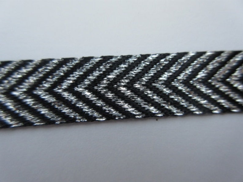 Black and Silver Chevron Ribbon Metallic Ribbon 1/2 Inch | Etsy