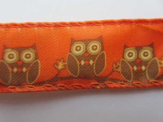 Owl Ribbon Wired 7/8 Inch Wide Orange Ribbon Brown Fall - Etsy